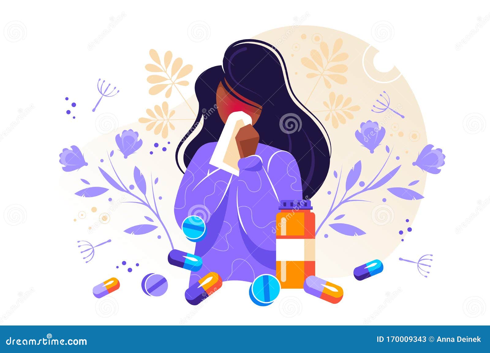 Allergy Vector Illustration. Flat Tiny Stock Vector - Illustration of ...