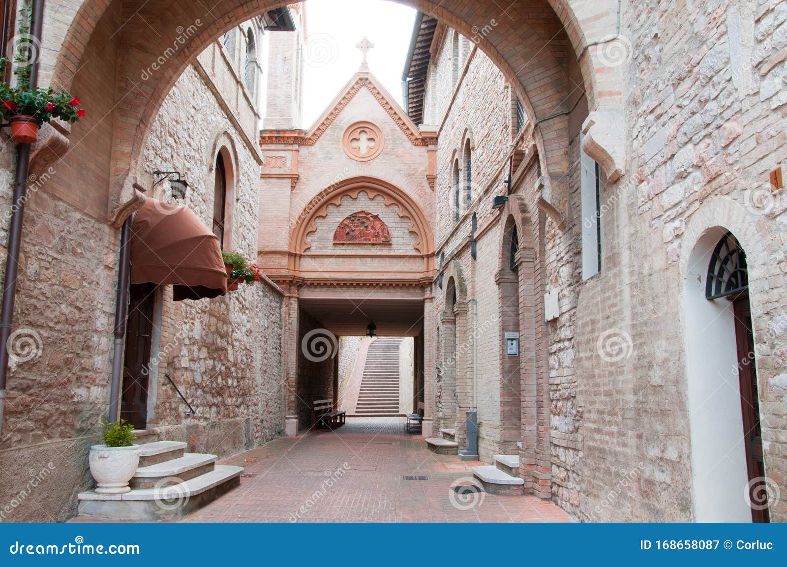 Alley in Assisi stock image. Image of street, umbria - 168658087