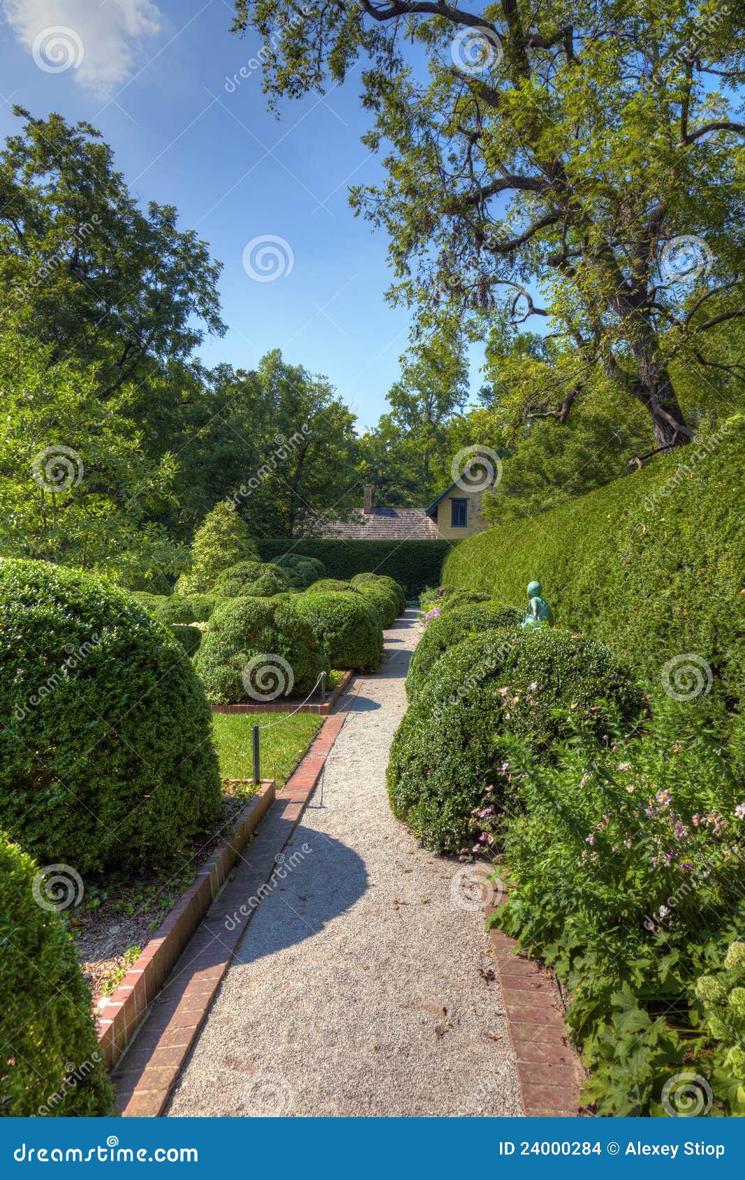 Alley in a garden stock photo. Image of peaceful, blue - 24000284