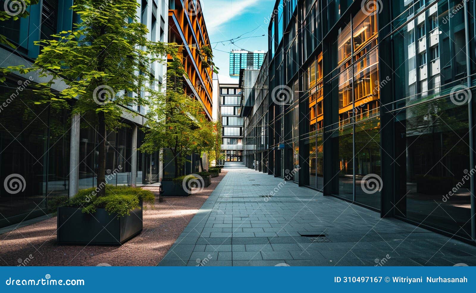 Alley with Office Buildings in Modern. Generative Ai Stock Illustration ...