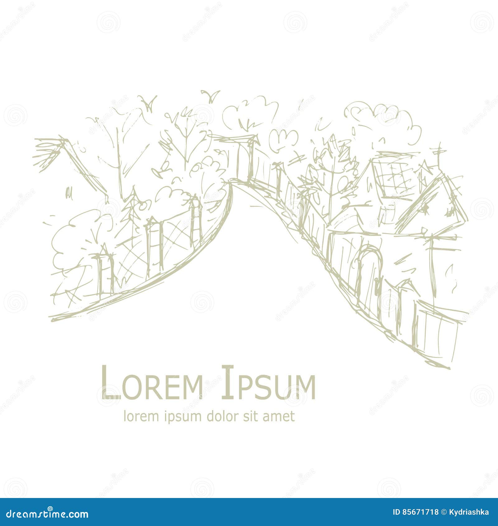 Alley, Sketch for Your Design Stock Vector - Illustration of branch ...