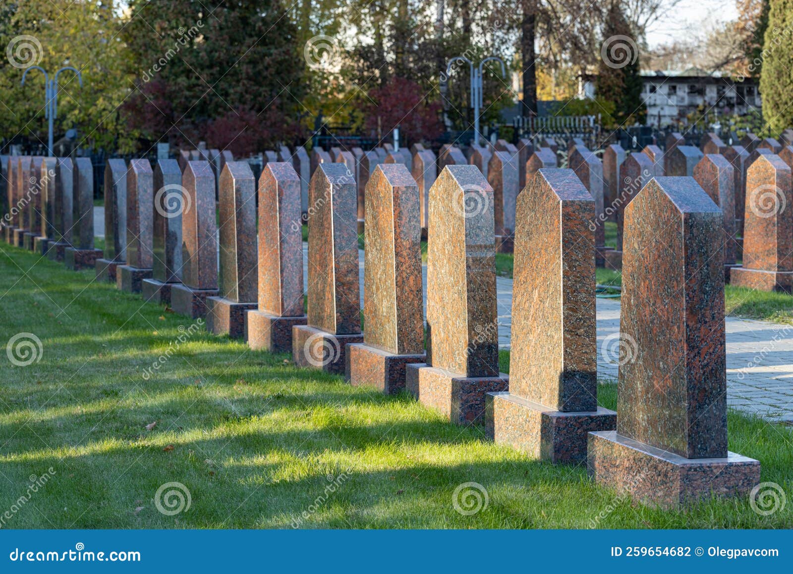Alley of Stone Slabs in the Cemetery Stock Photo - Image of granite ...