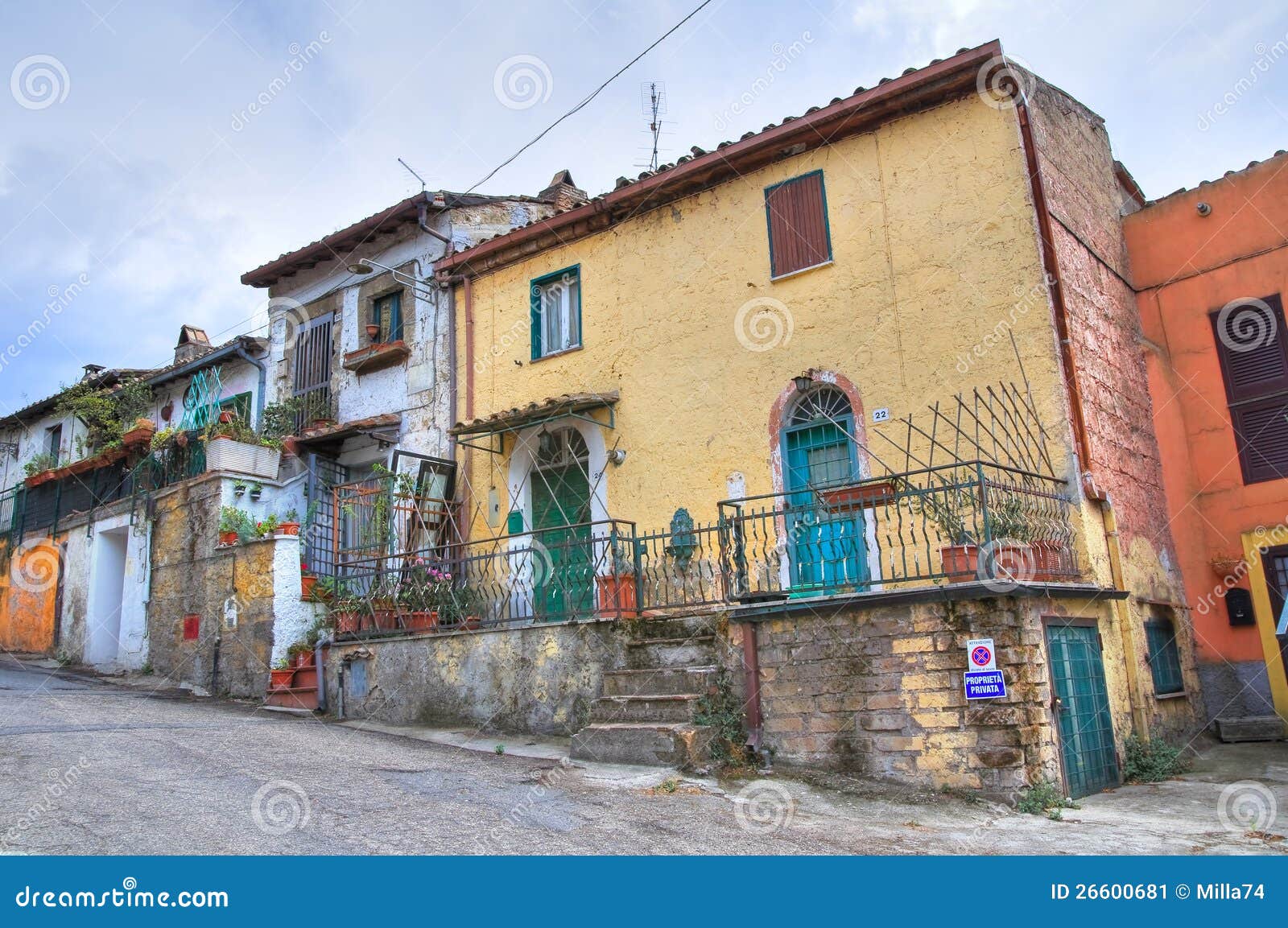 Alleyway. Calcata. Lazio. Italy. Stock Image - Image of antique ...