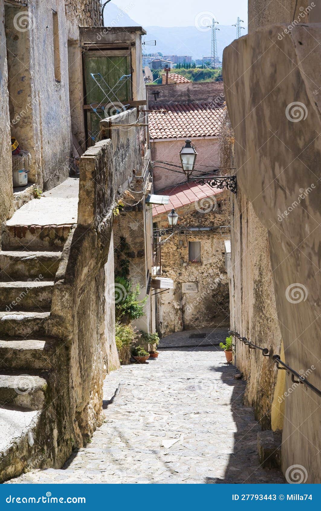 Alleyway. Scalea. Calabria. Italy. Stock Image - Image of building ...