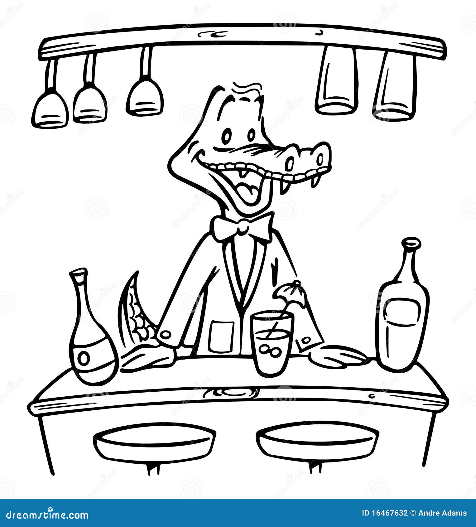 Bartender Coloring Page For Kids Vector Illustration | CartoonDealer ...