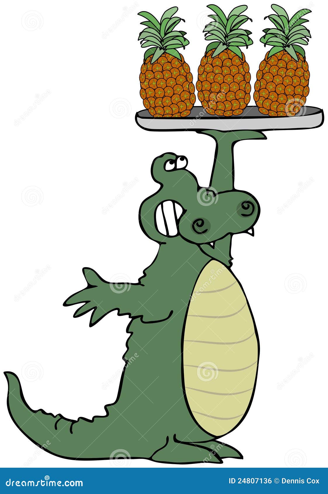 Alligator Holding Pineapples Stock Illustration - Illustration of ...