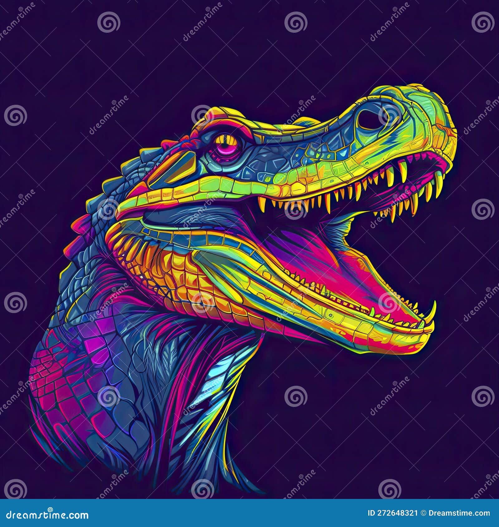Alligator in Neon Colors. Generative AI Stock Illustration ...