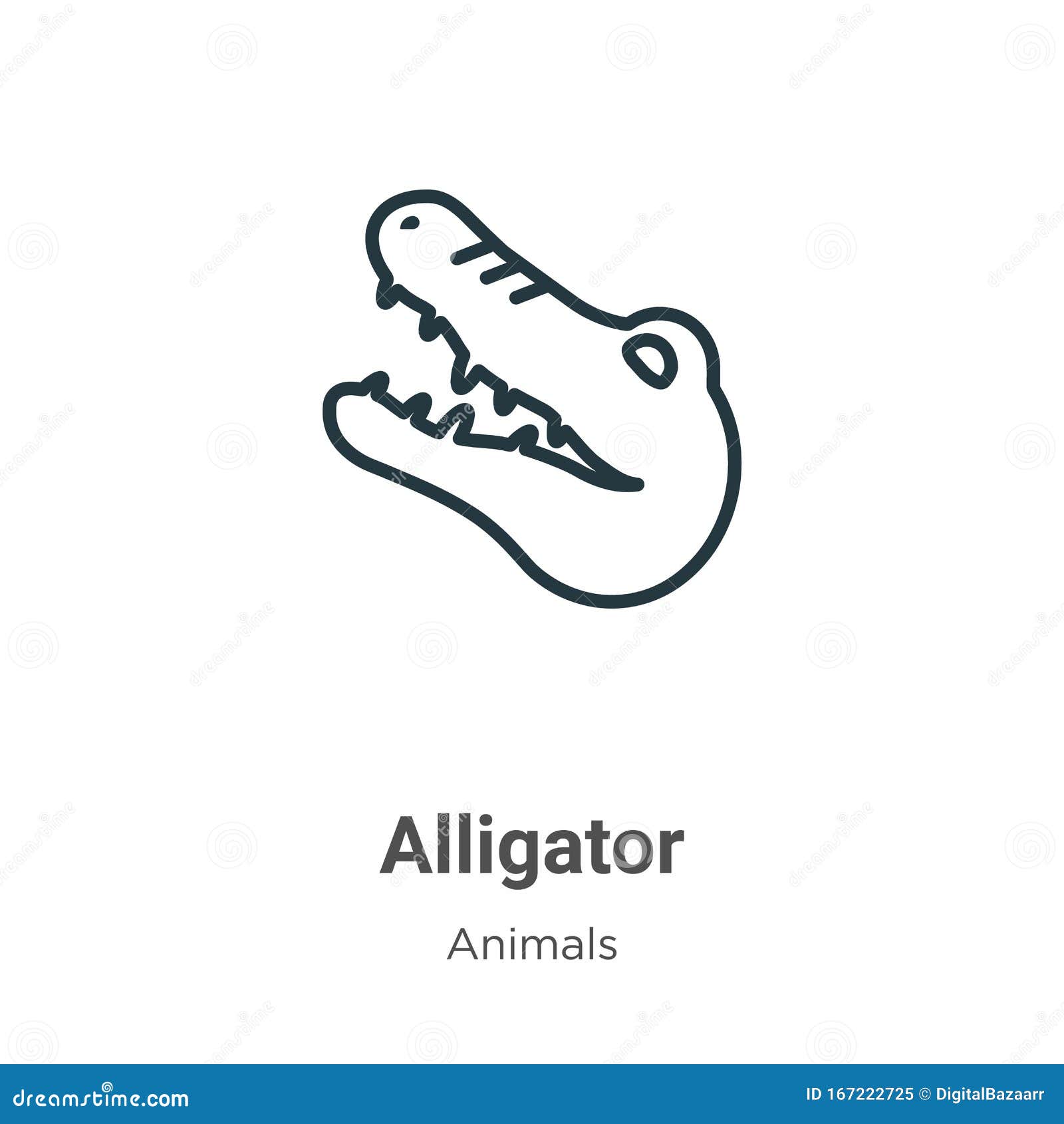 Alligator Outline Vector Icon. Thin Line Black Alligator Icon, Flat ...