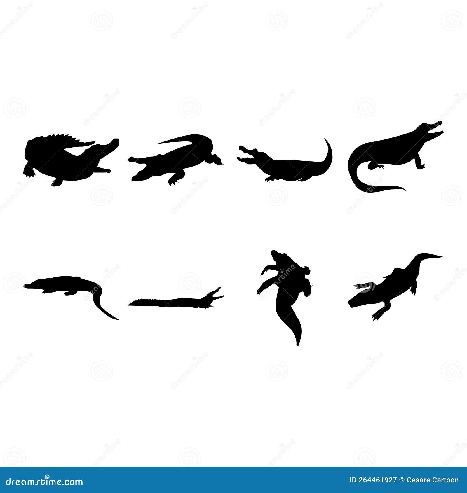 Alligator silhouette set stock vector. Illustration of logo - 264461927