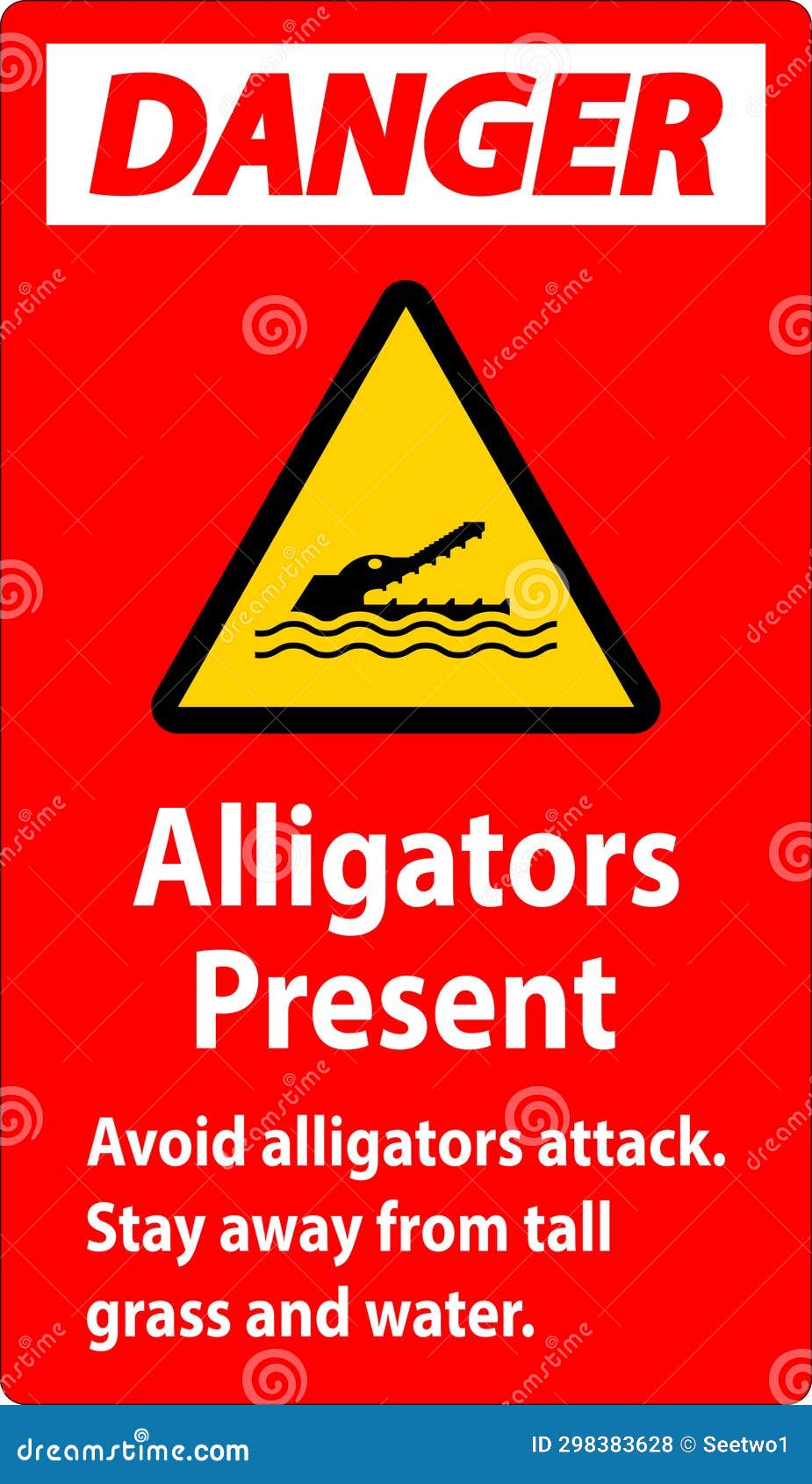 Alligator Warning Sign, Danger - Alligators Present Avoid Attack, Stay ...