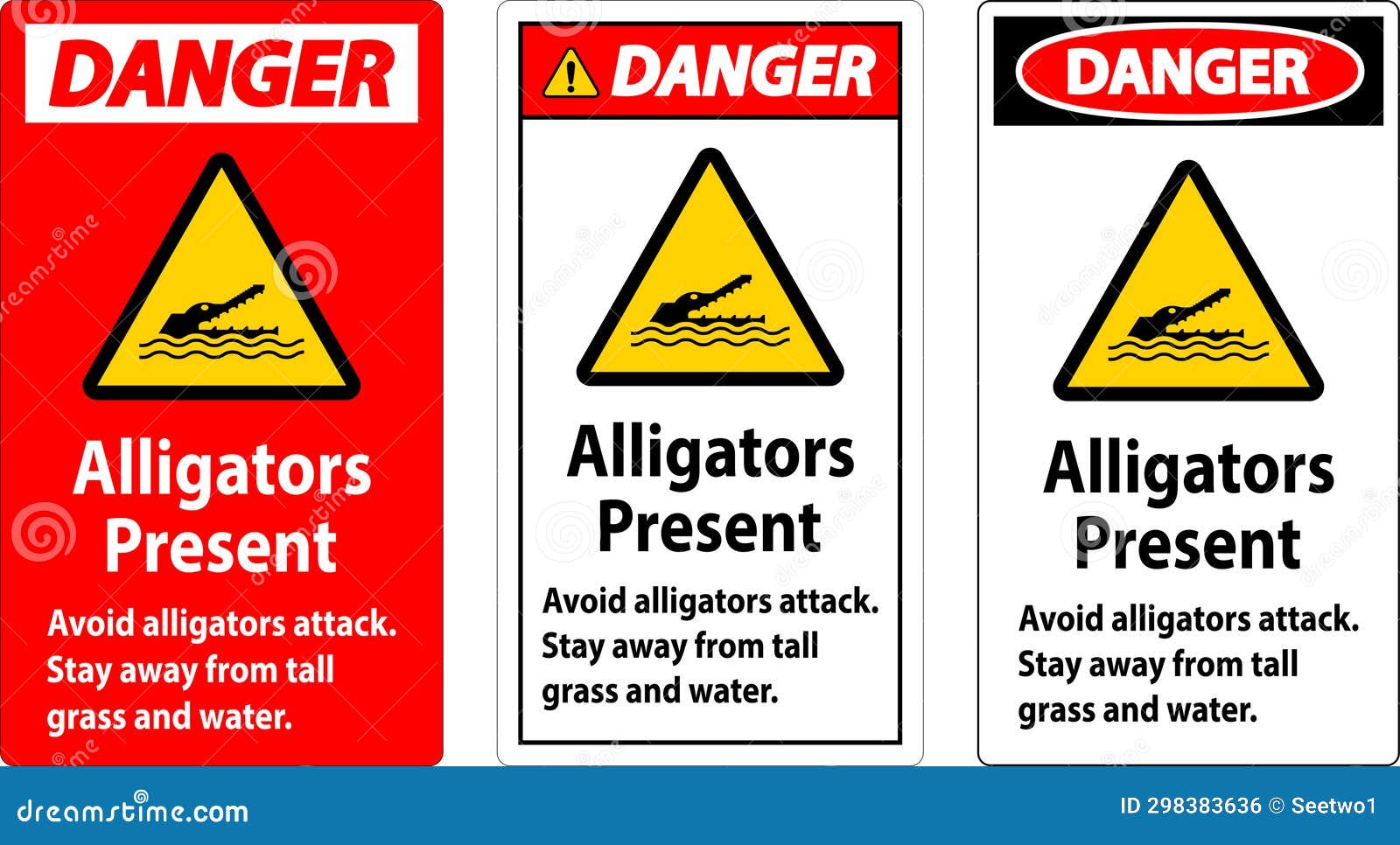 Alligator Warning Sign, Danger - Alligators Present Avoid Attack, Stay ...