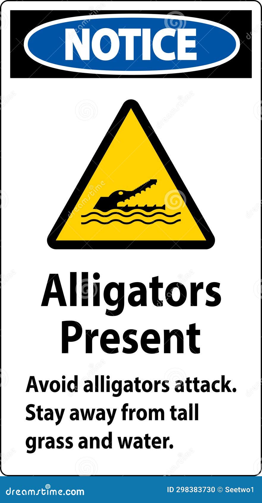 Alligator Warning Sign, Danger - Alligators Present Avoid Attack, Stay ...