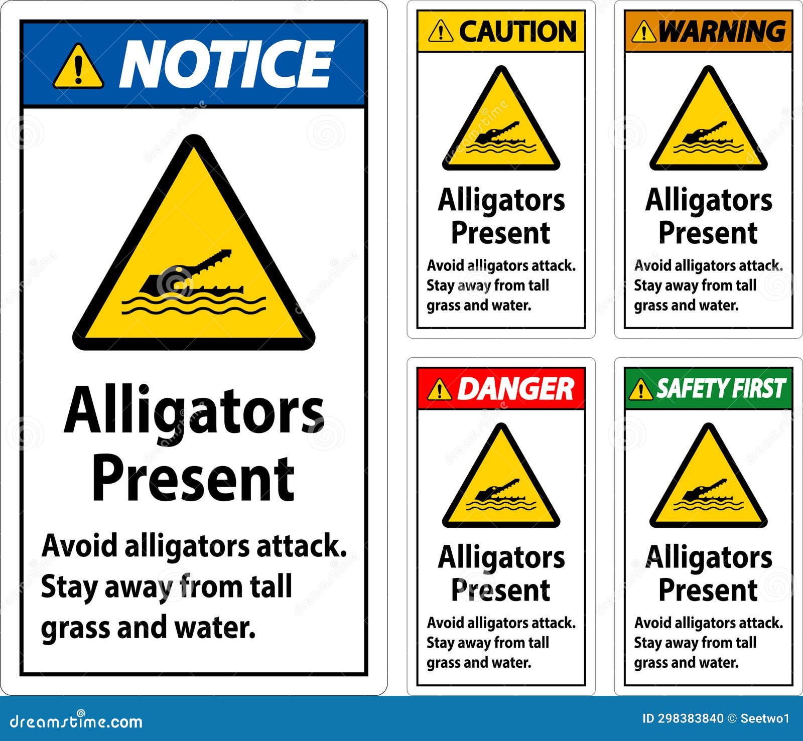 Alligator Warning Sign, Danger - Alligators Present Avoid Attack, Stay ...