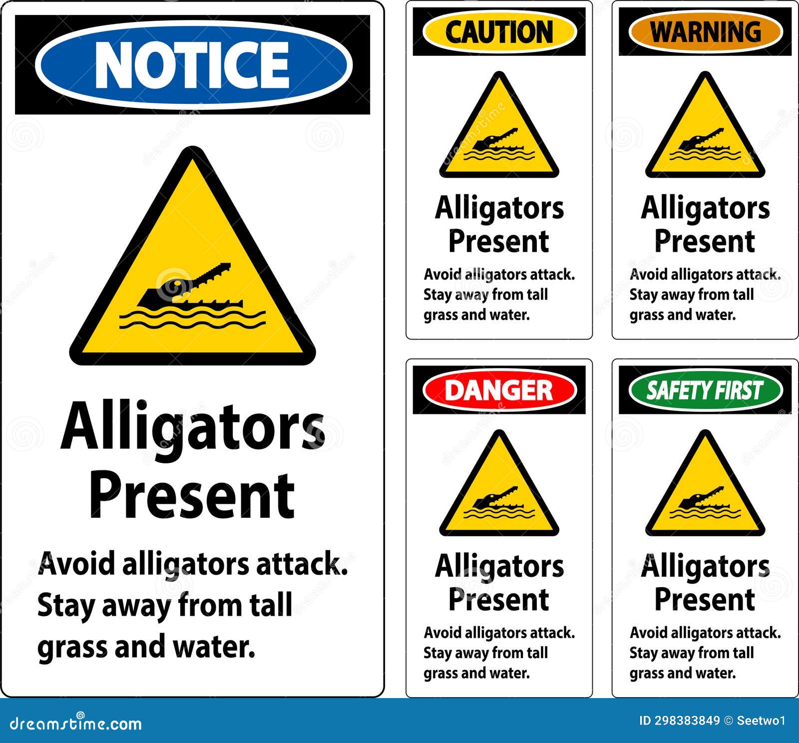 Alligator Warning Sign, Danger - Alligators Present Avoid Attack, Stay ...
