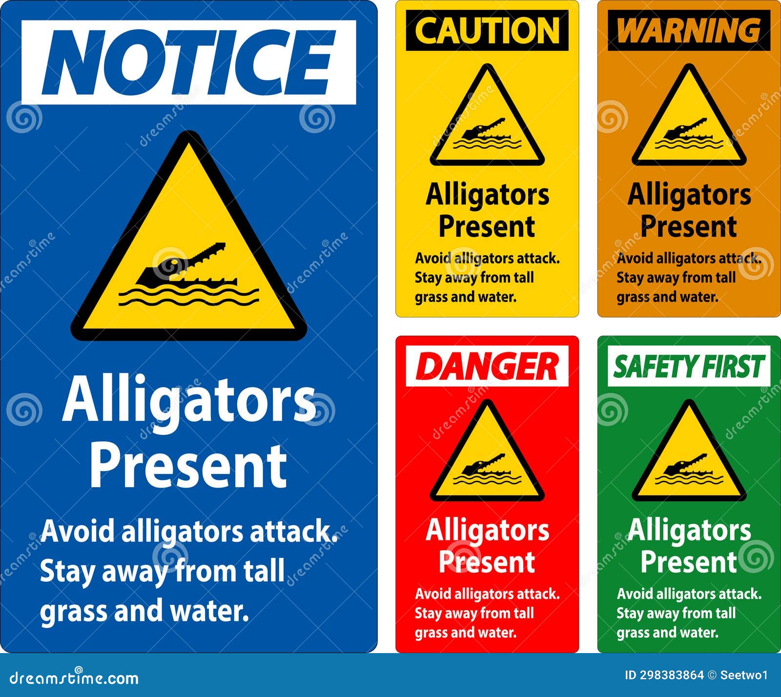 Alligator Warning Sign, Danger - Alligators Present Avoid Attack, Stay ...