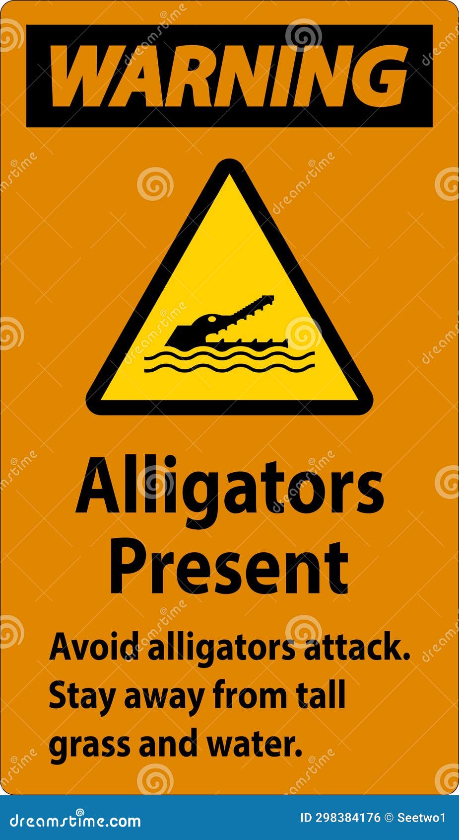 Alligator Warning Sign, Danger - Alligators Present Avoid Attack, Stay ...