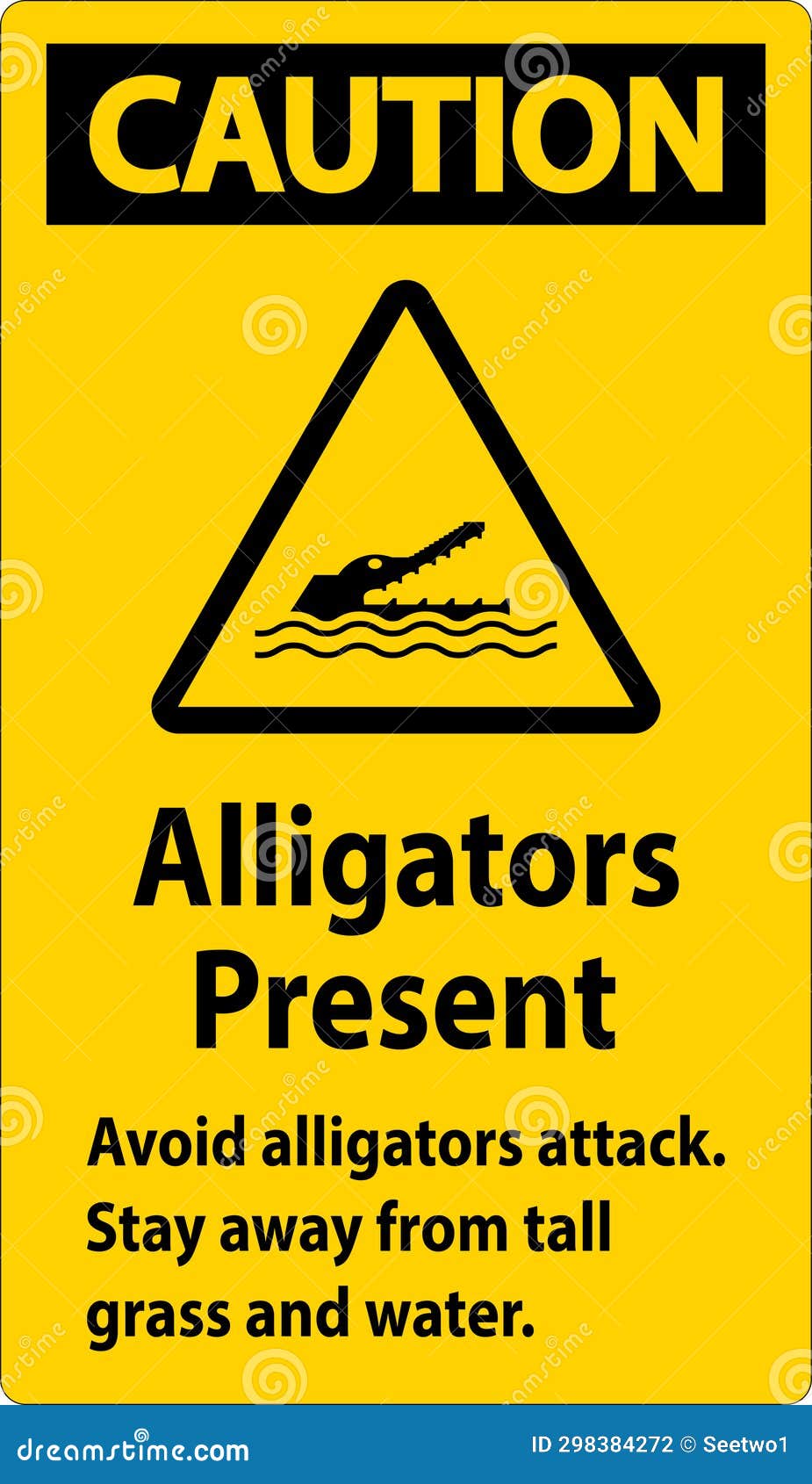Alligator Warning Sign, Danger - Alligators Present Avoid Attack, Stay ...