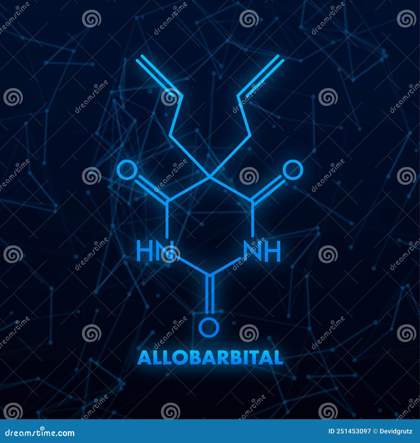Allobarbital Chemical Formula. Illustration for Medical Design Stock ...