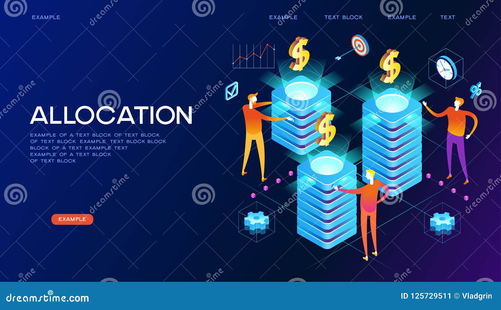 Allocation Isometric Concept Banner Stock Vector - Illustration of line ...
