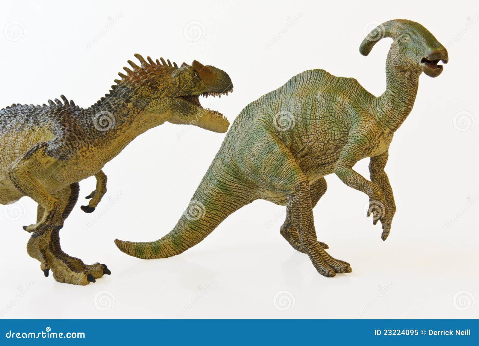 An Allosaur Menaces a Parasaurolophus Stock Image - Image of ...