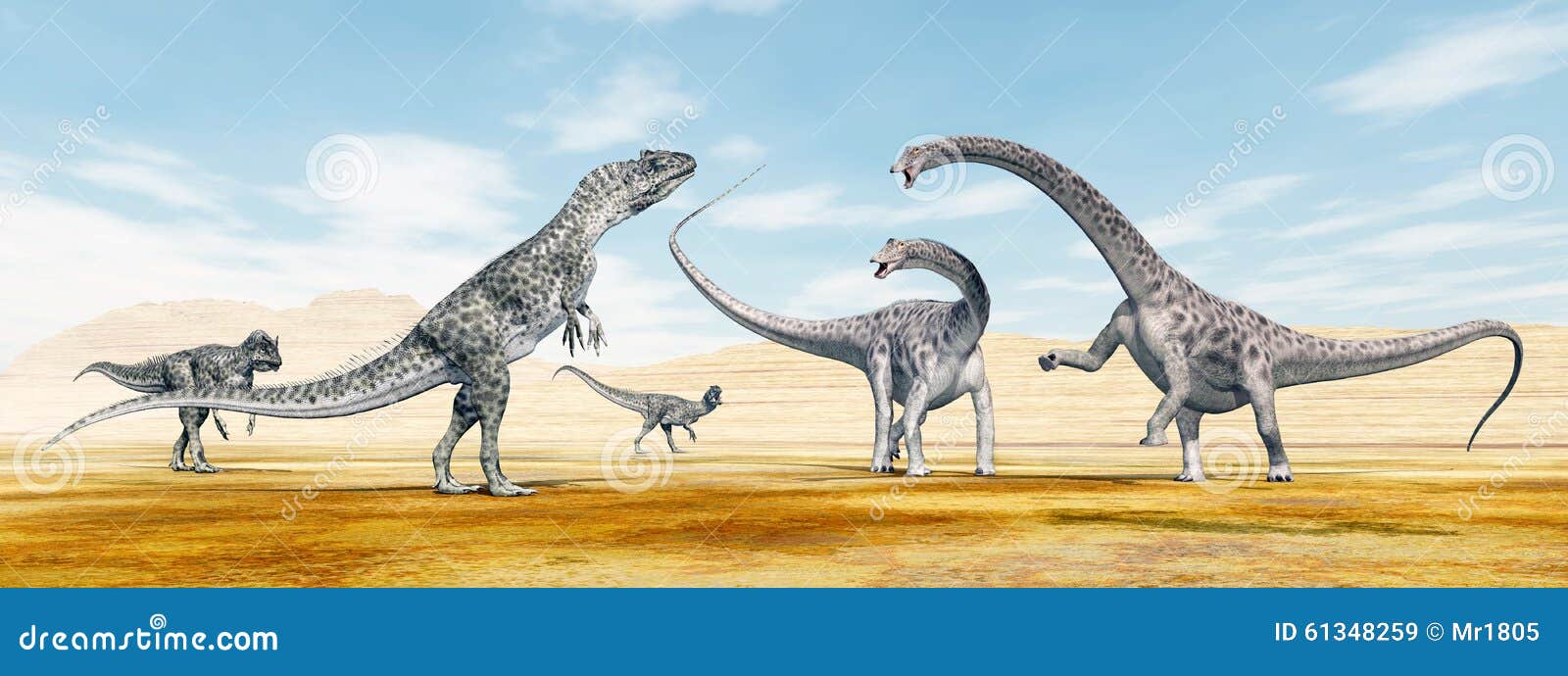 Allosaurus Attacks Diplodocus Stock Illustration - Illustration of ...