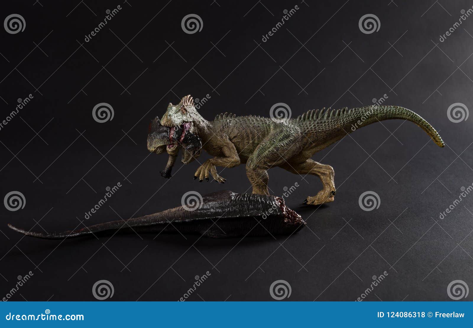 Allosaurus Biting a Dinosaur Body on Dark Stock Photo - Image of ...