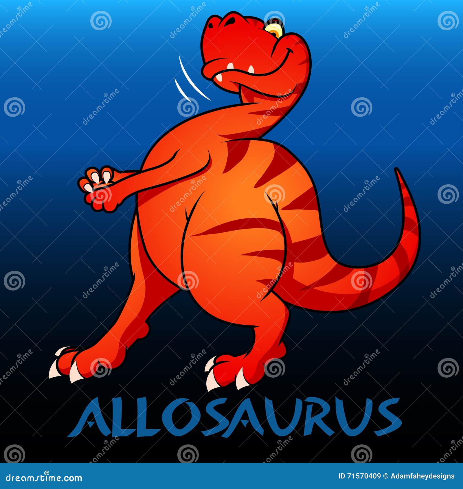 Allosaurus Cute Character Dinosaurs Illustration Cartoon Vector ...