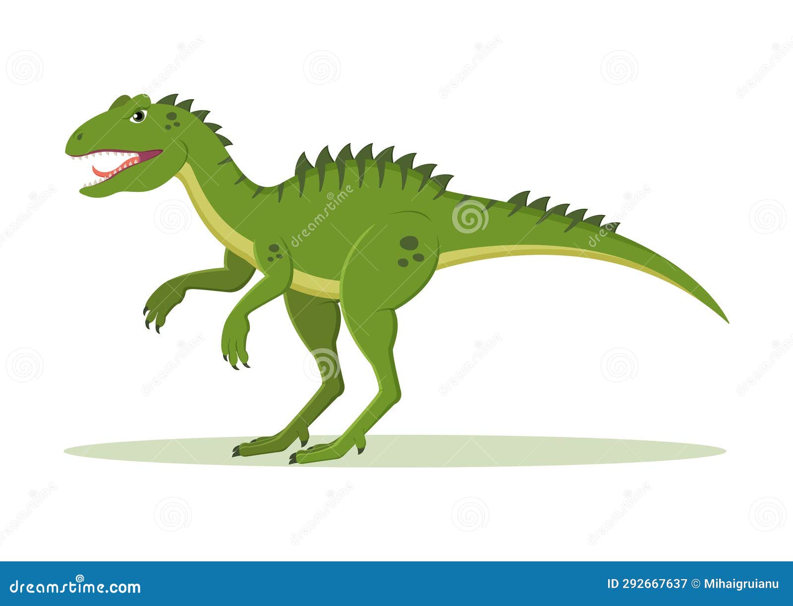 Allosaurus Dinosaur Cartoon Character Vector Illustration Stock ...