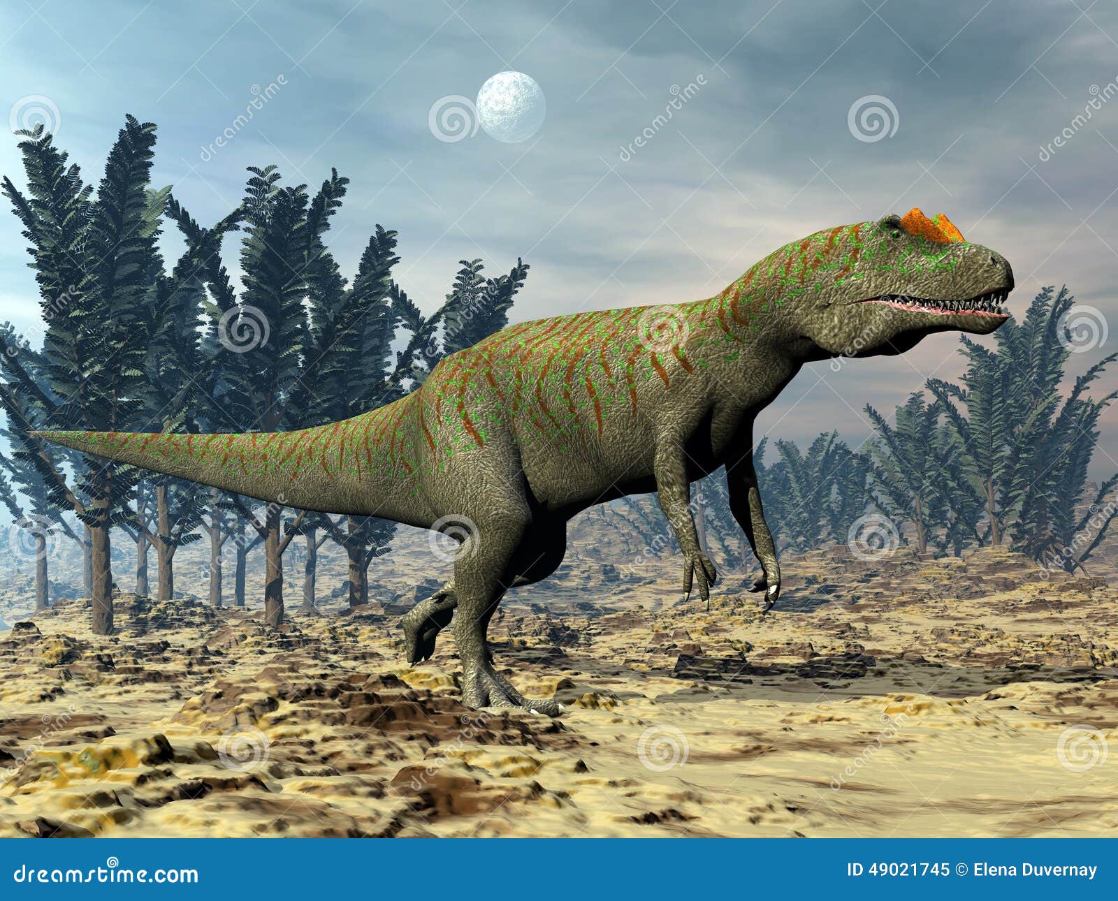 Allosaurus Dinosaur - 3D Render Stock Illustration - Illustration of ...