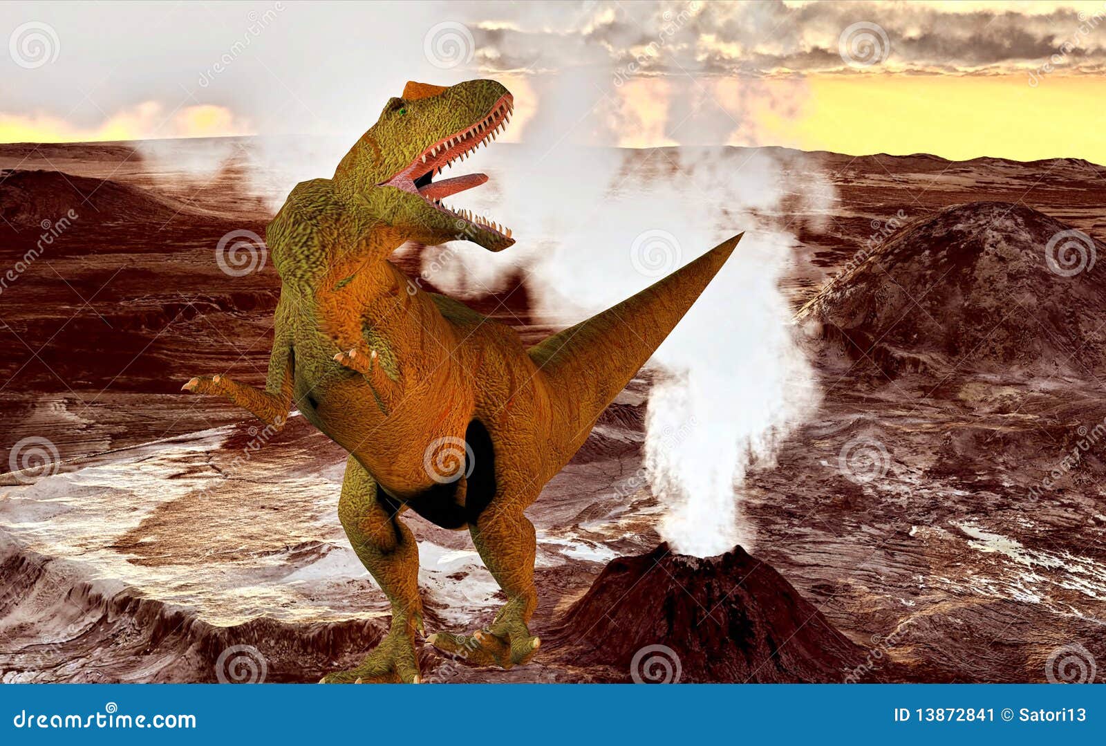 Allosaurus Fragilis With Attack Or Aggressive Pose Isolated On White ...