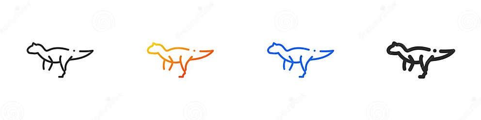 Allosaurus Icon.Thin Linear, Gradient, Blue Stroke and Bold Style Design Isolated on White ...