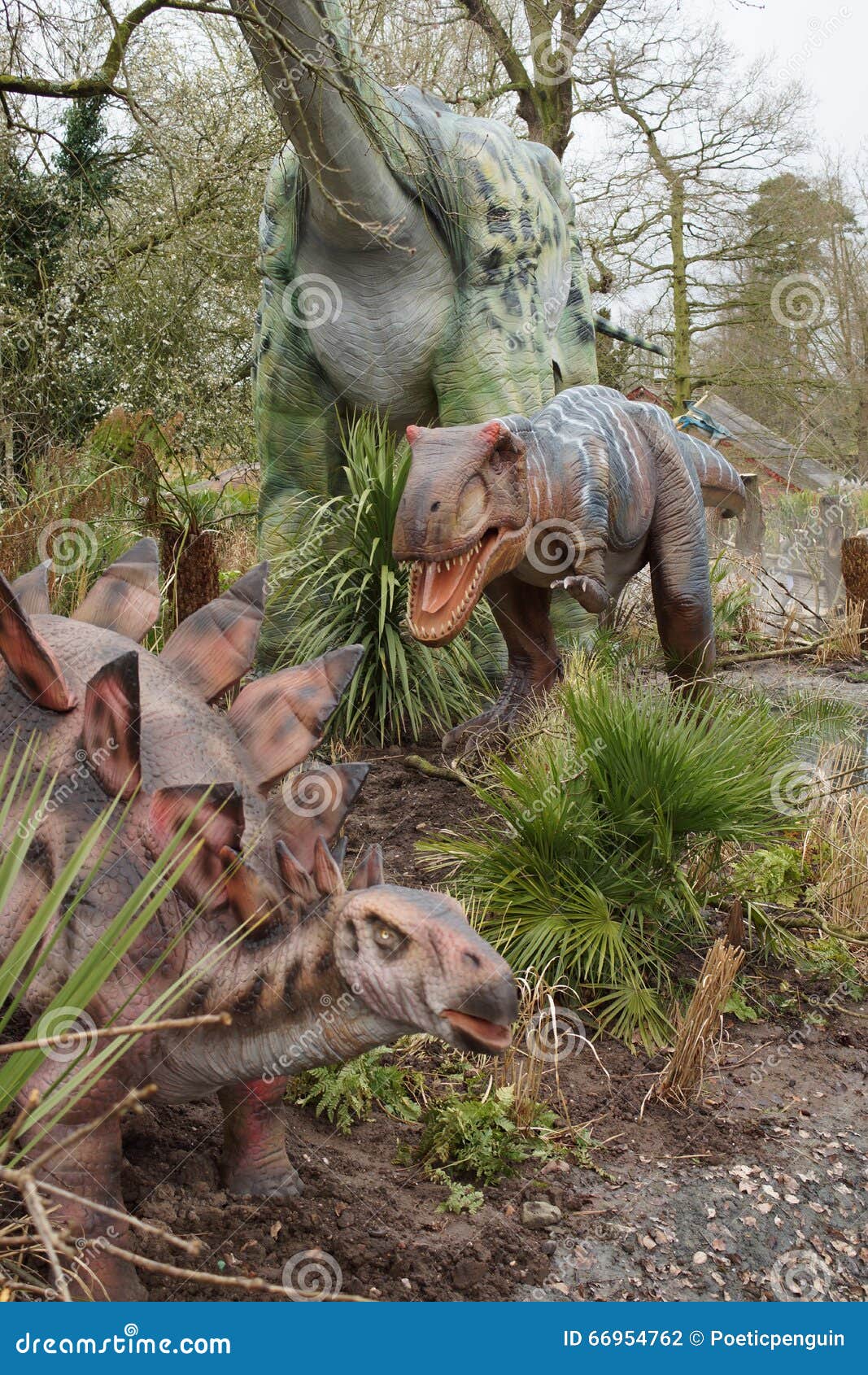 Allosaurus and Stegosaurus stock photo. Image of huge - 66954762