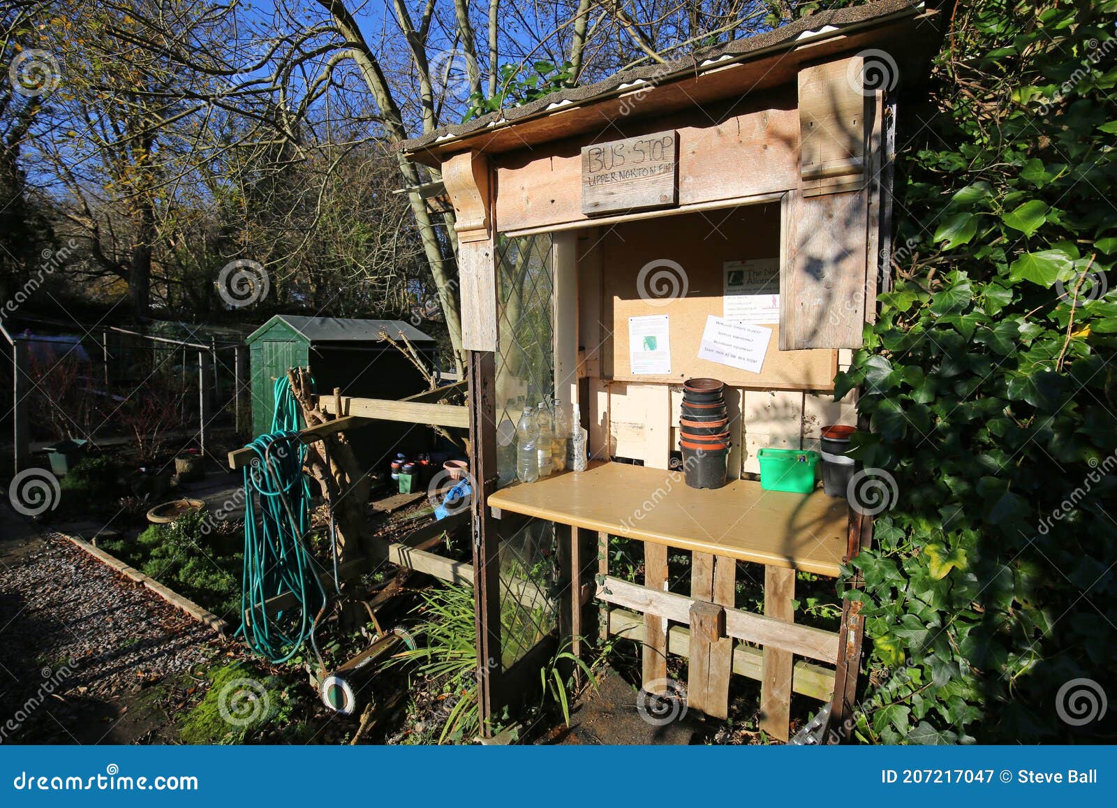 Allotment Noticeboard in Winter Sunlight Stock Image - Image of board ...