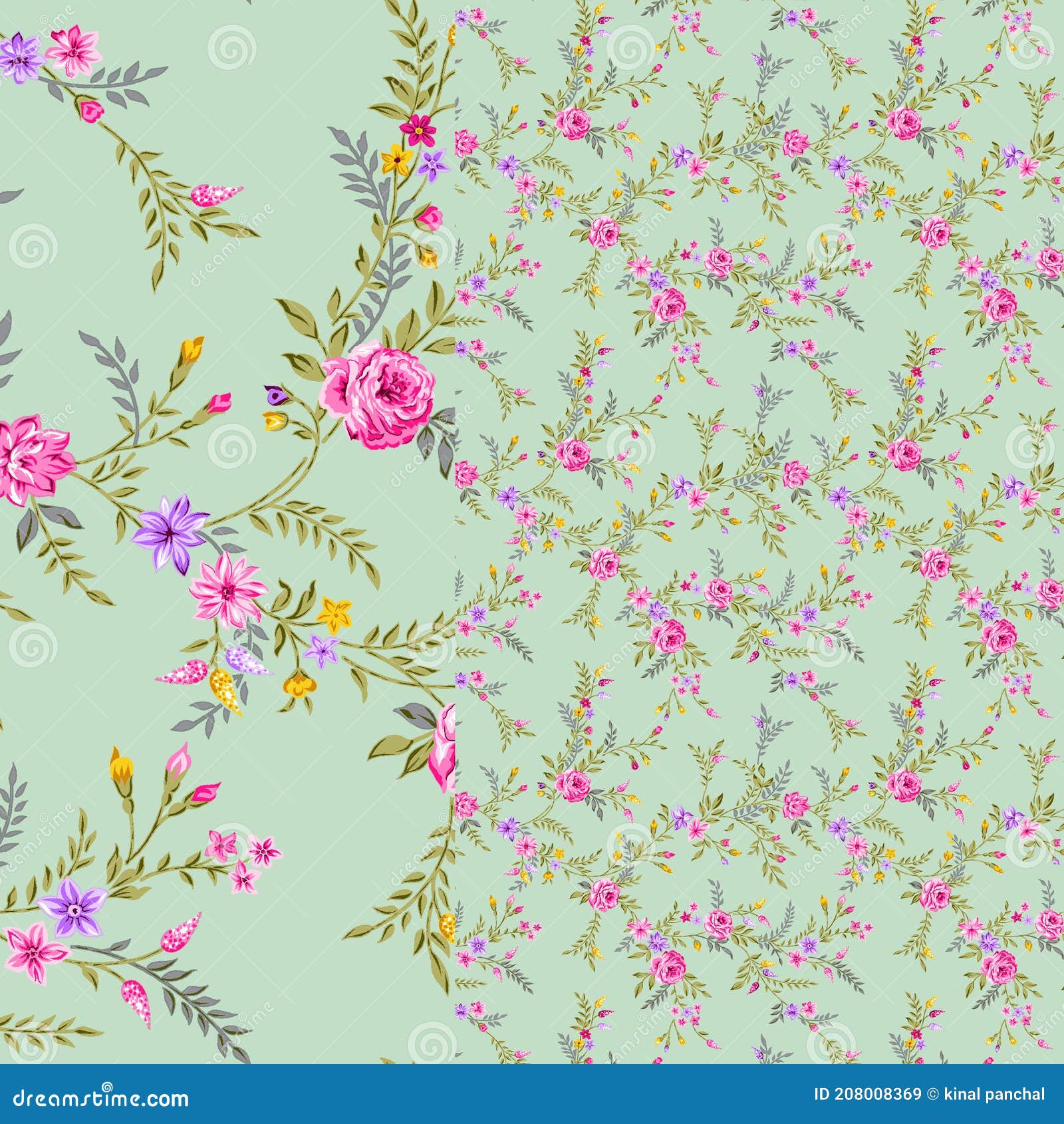 Allover Digital Printing Design Stock Illustration - Illustration of ...