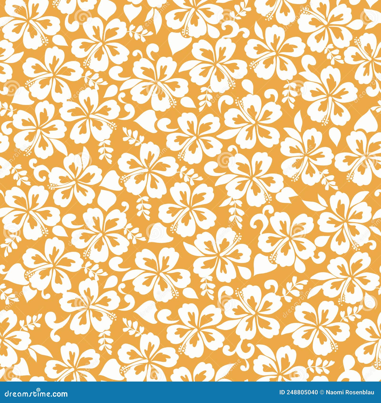 Allover Stylized Hibiscus Repeat Vector Pattern. Random Layout Stock ...