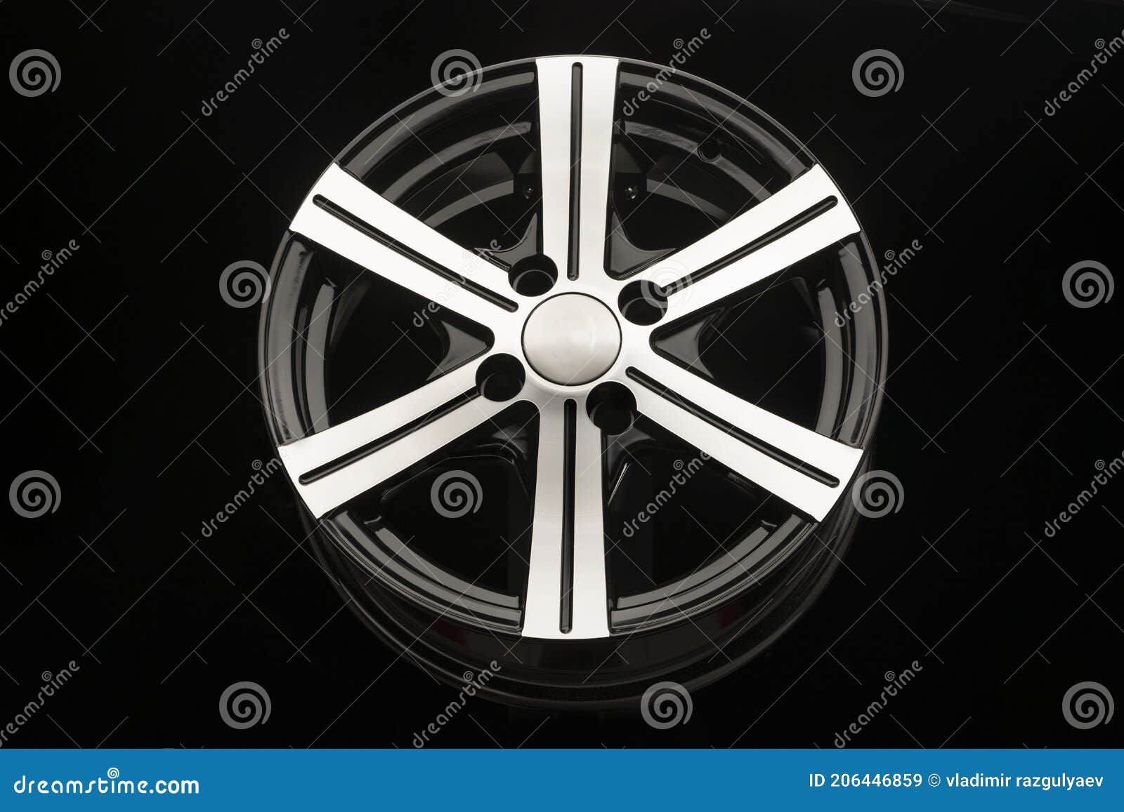 Alloy Wheel, Black with Polishing. Front View Close-up Stock Image ...