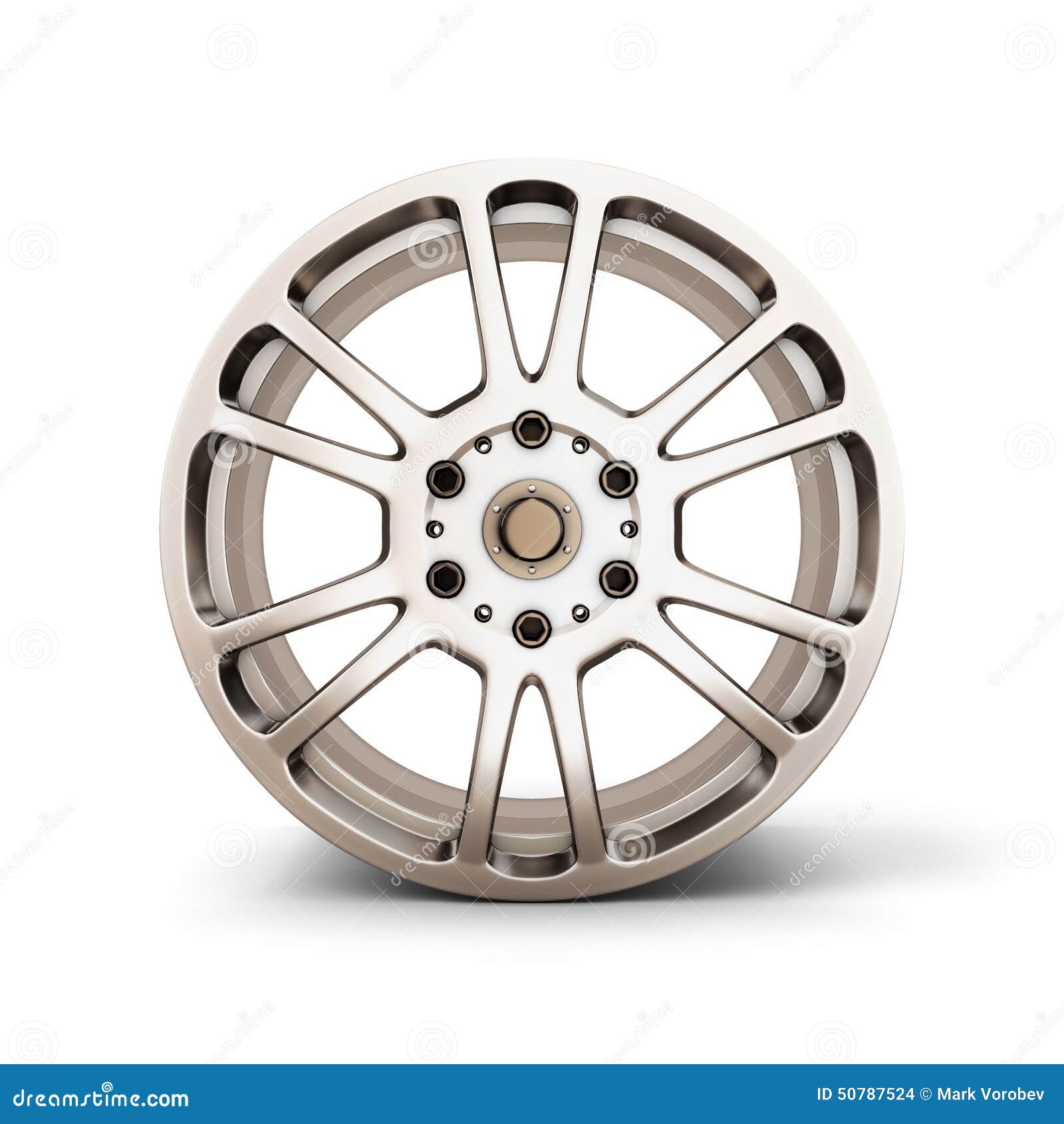 Alloy Wheel Rim Front View Isolated on White Stock Illustration ...