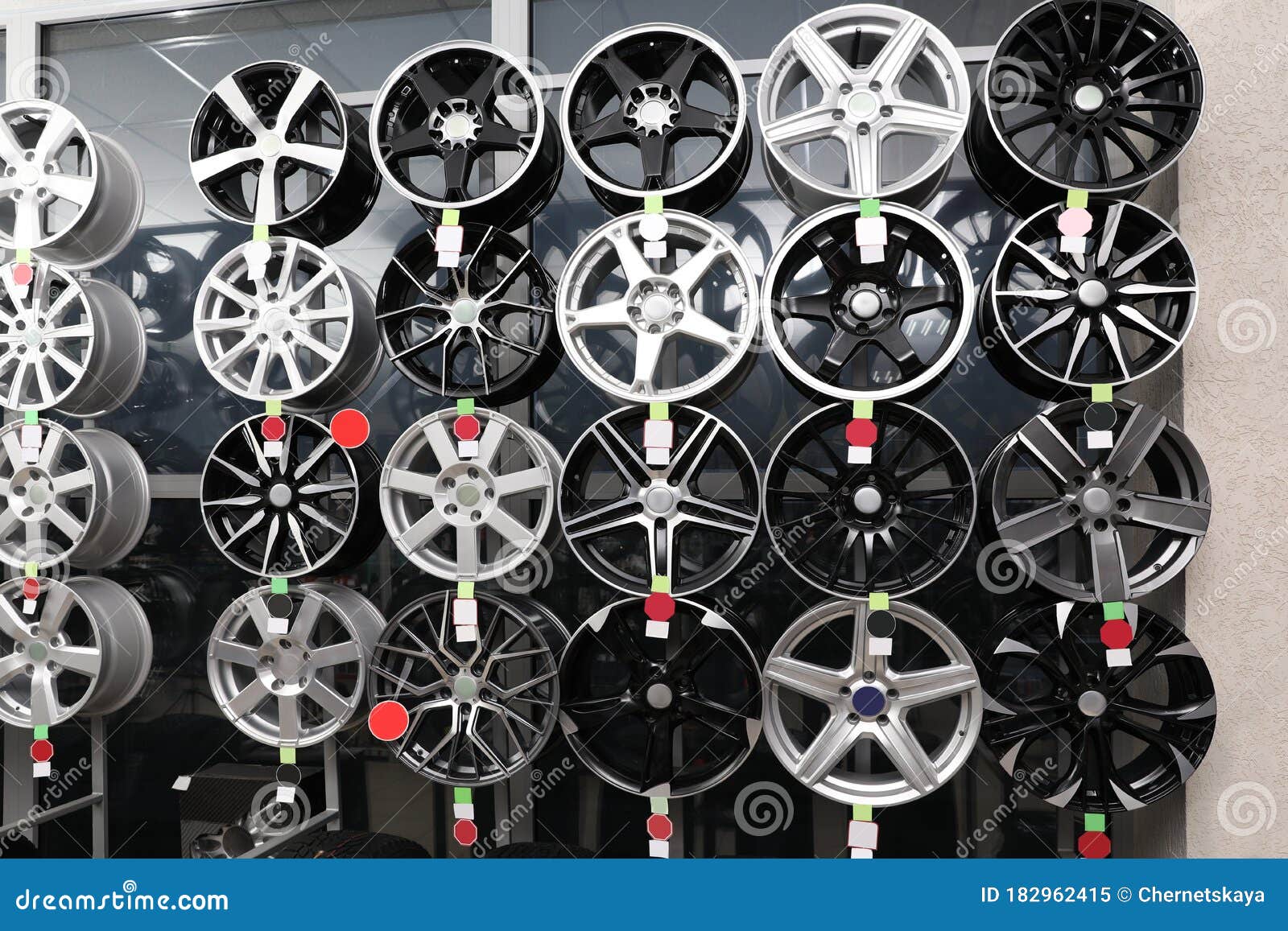 Alloy Wheels on Display in Store Stock Image - Image of indoors ...