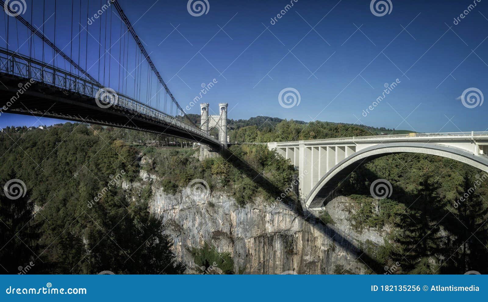 Valley of Two Bridges in the French Mountains Stock Photo - Image of ...