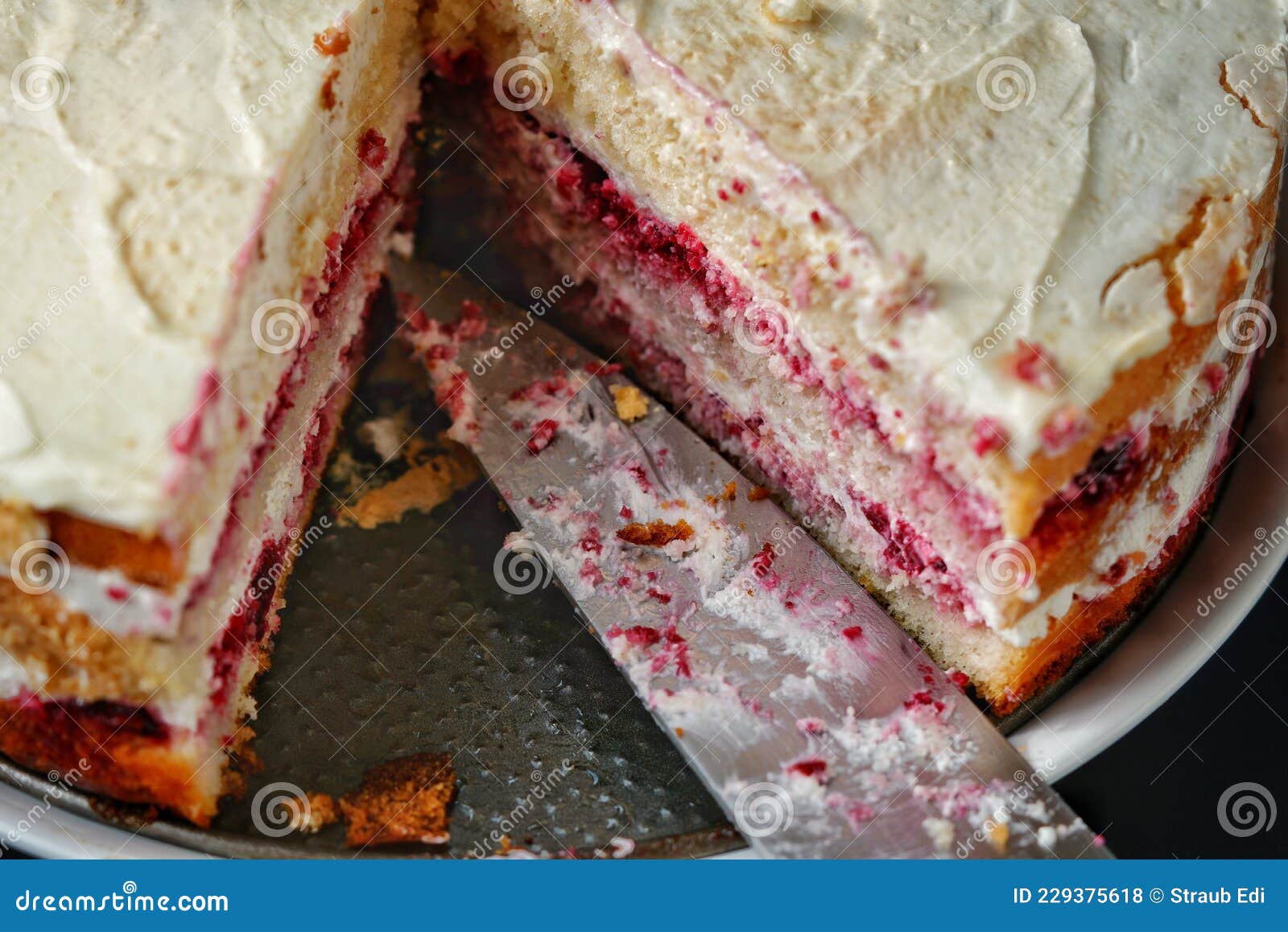 Allrready Cutted Cake and a Knife Stock Photo - Image of food, baking ...