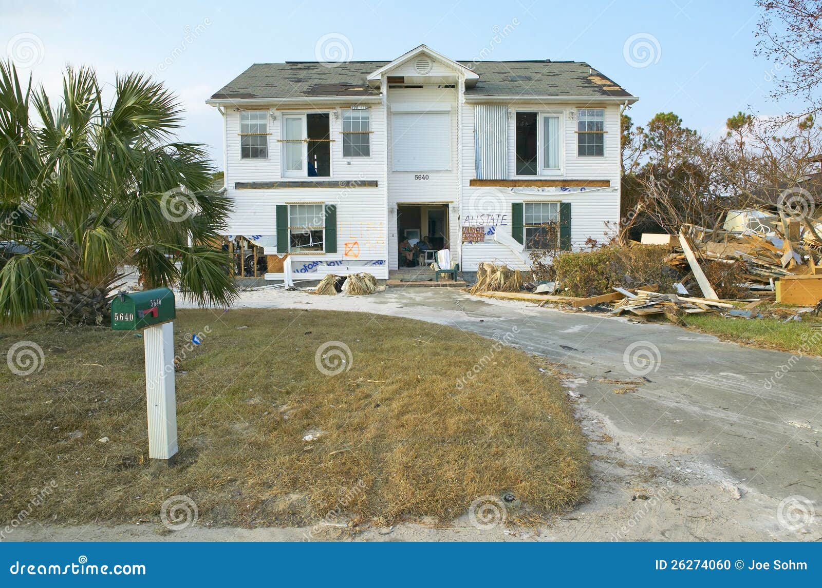 Allstate Sign and Destroyed House Editorial Image - Image of weather ...