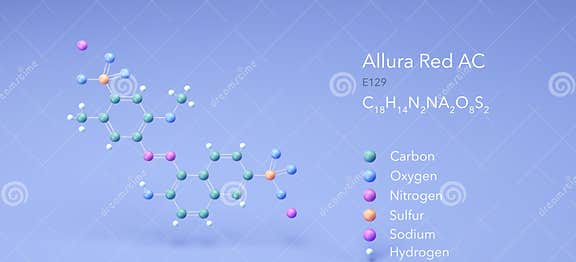 Allura Red Ac Molecule, Molecular Structures, Food Dye E129, 3d Model ...