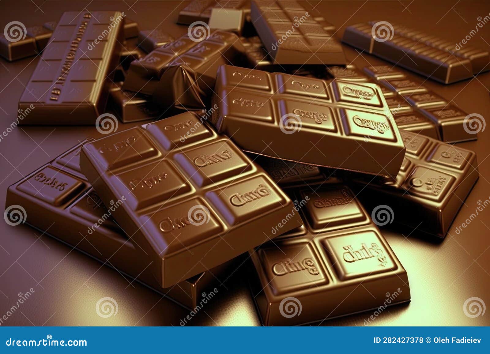 Pile of Chocolate Bars in Gold and Black Stock Illustration ...