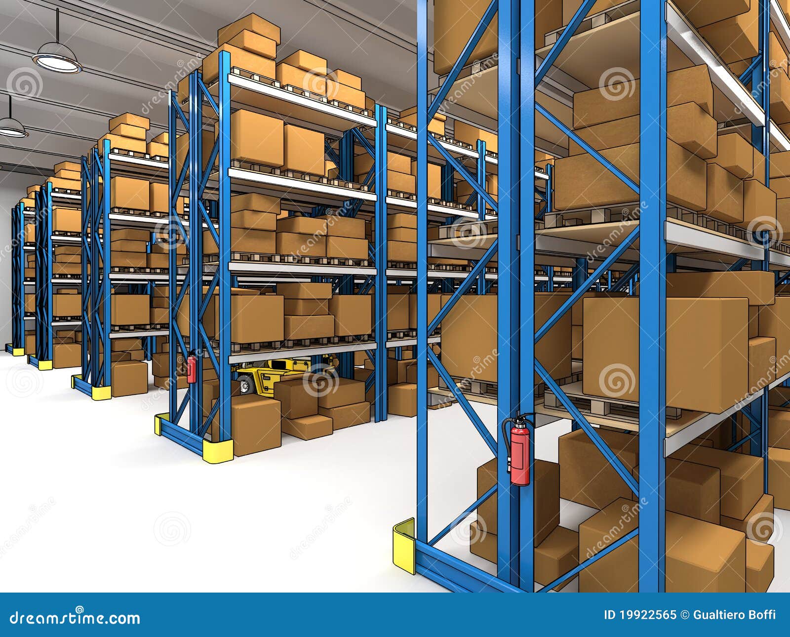 Almacén 3d stock de ilustración. Ilustración de industrial - 19922565