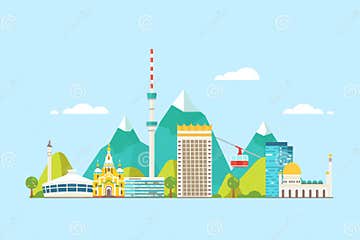 Almaty abstract skyline stock vector. Illustration of central - 56504414