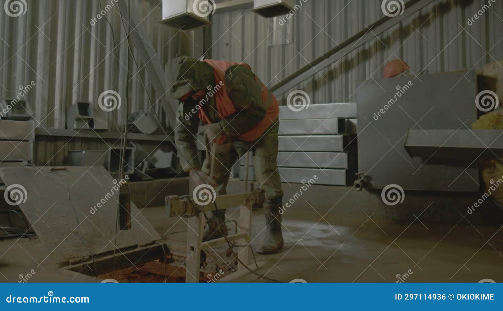 Construction Worker Pulls Bucket with Soil from Well in Shop Stock ...