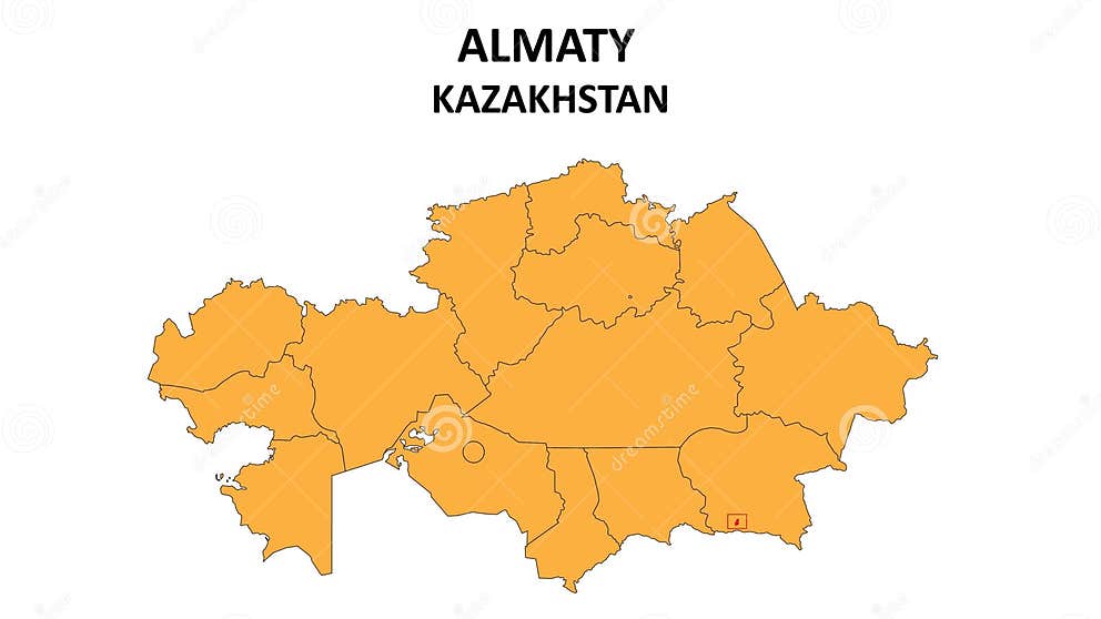 Almaty Map in Kazakhstan. Vector Map of Kazakhstan. Regions Map of ...