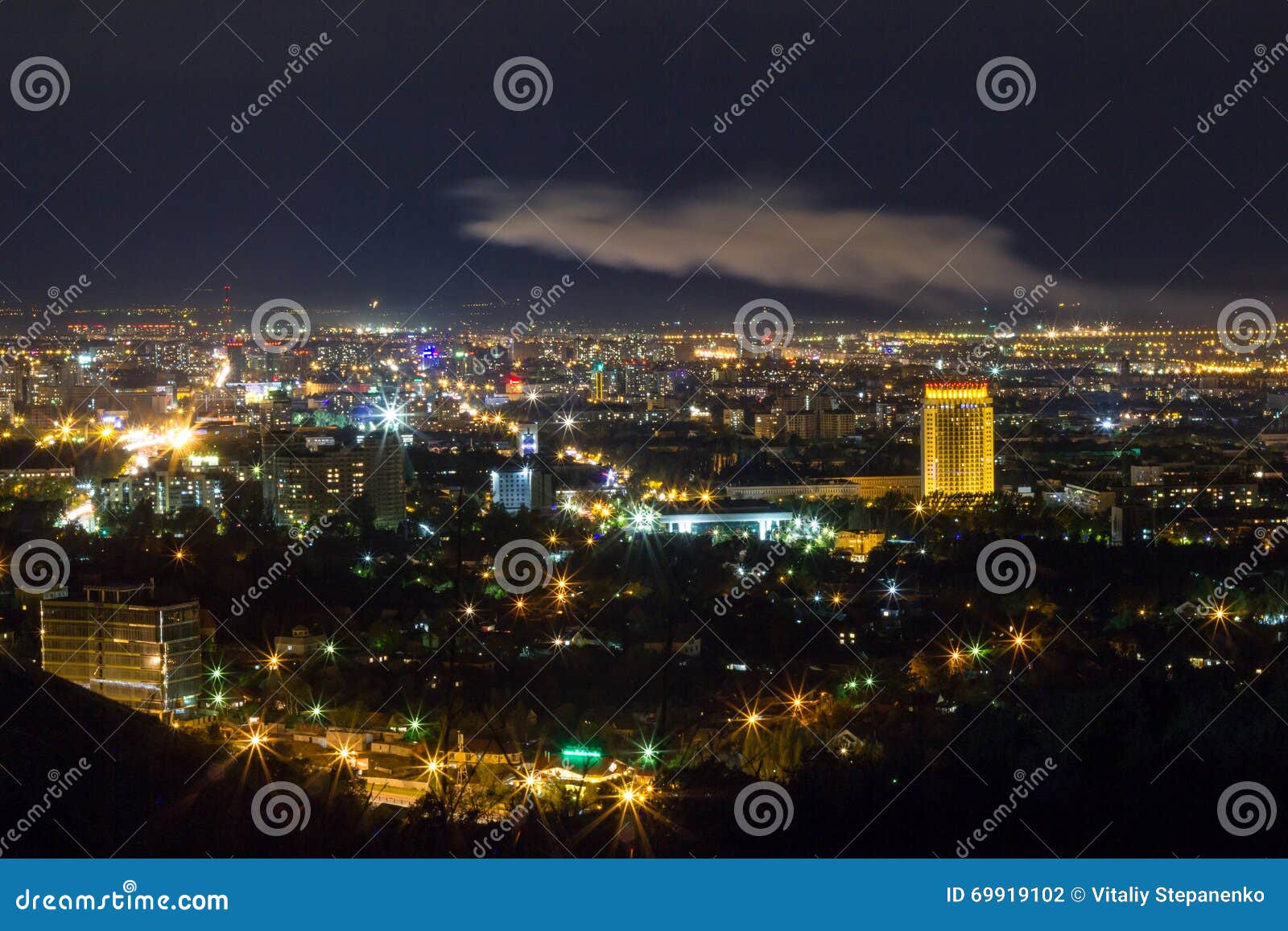 Almaty night panorama stock photo. Image of pattern, asia - 69919102