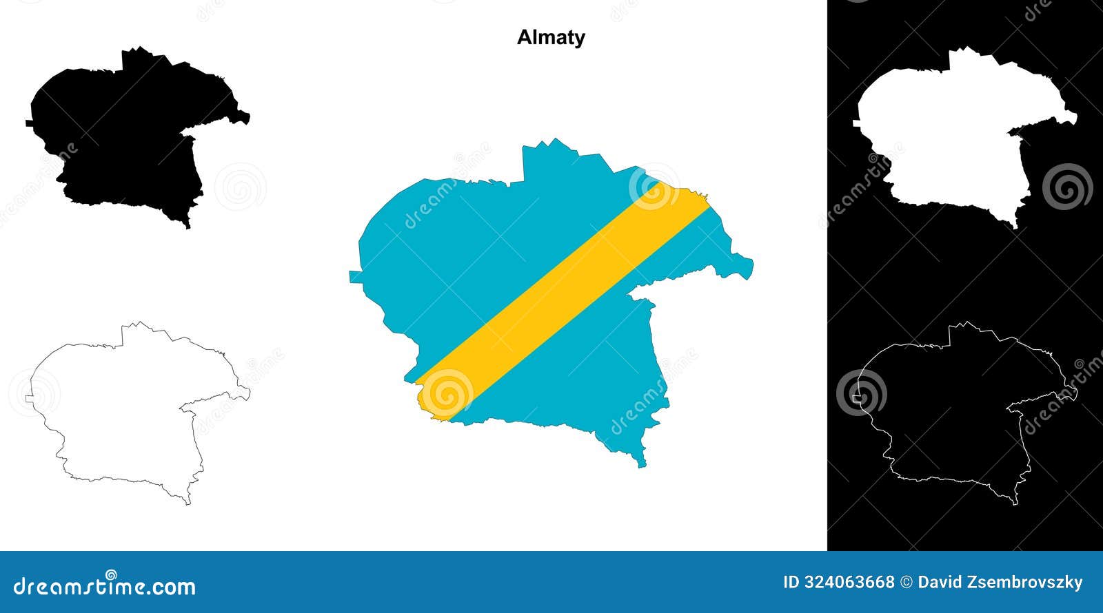Almaty outline map stock vector. Illustration of boundary - 324063668