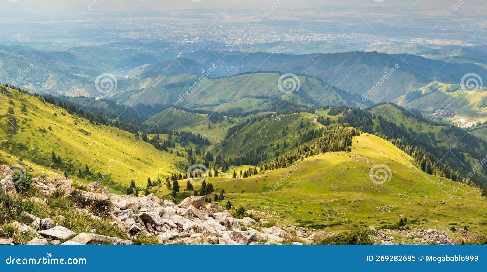 Almaty Summer Mountains, View from Panorama Peak Stock Image - Image of ...